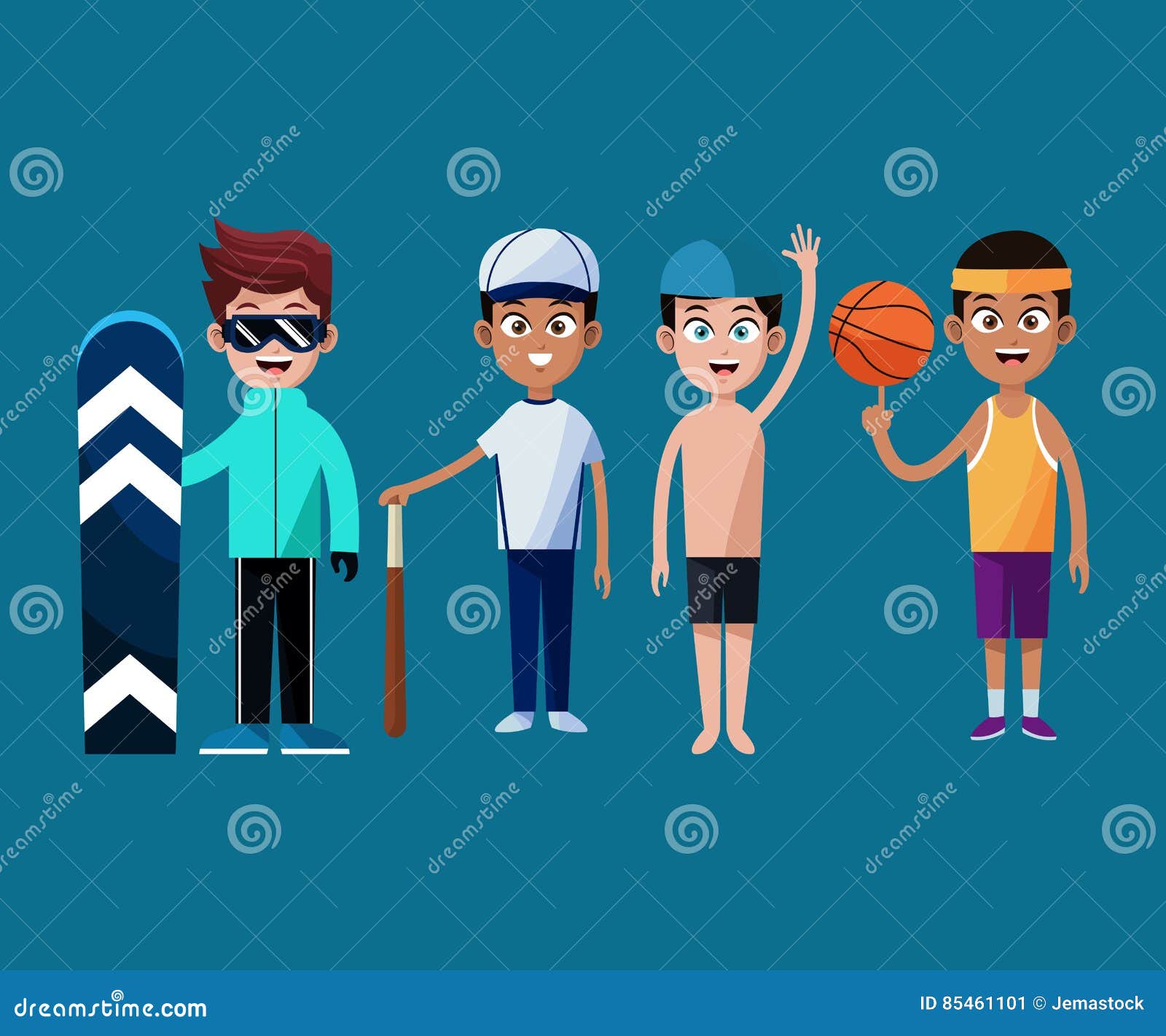 Sport Team Players Together Graphic Stock Vector - Illustration of ...