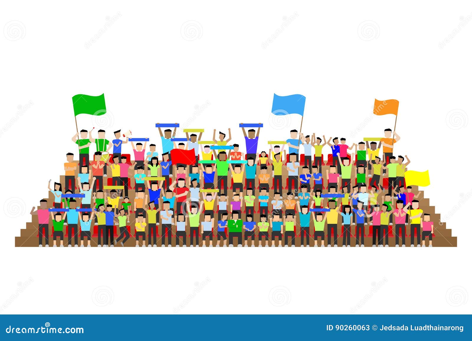 Sport Team Supporter Cheering on the Stand Stock Vector - Illustration ...