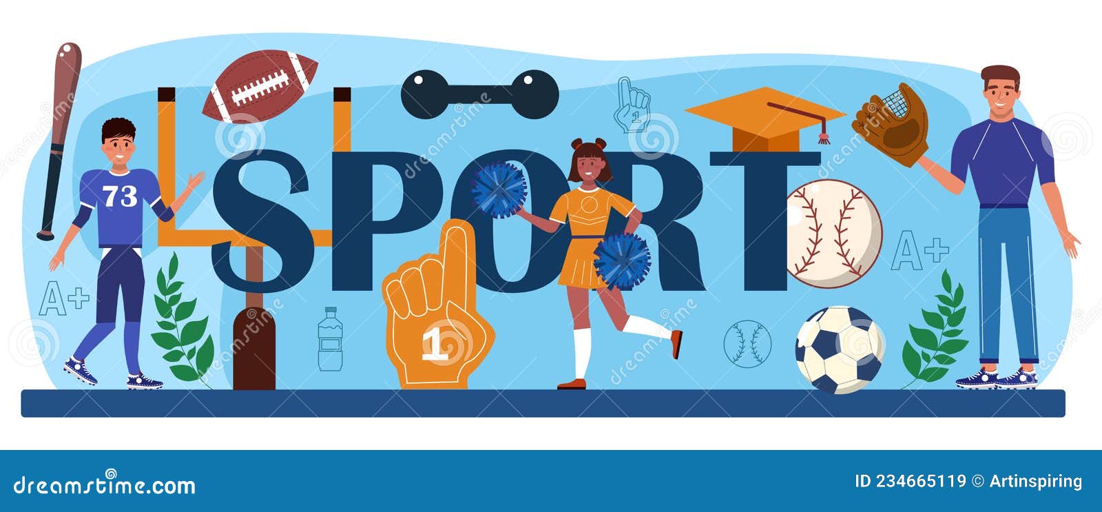 Sport Typographic Header. Physical Education or School Sport Class ...