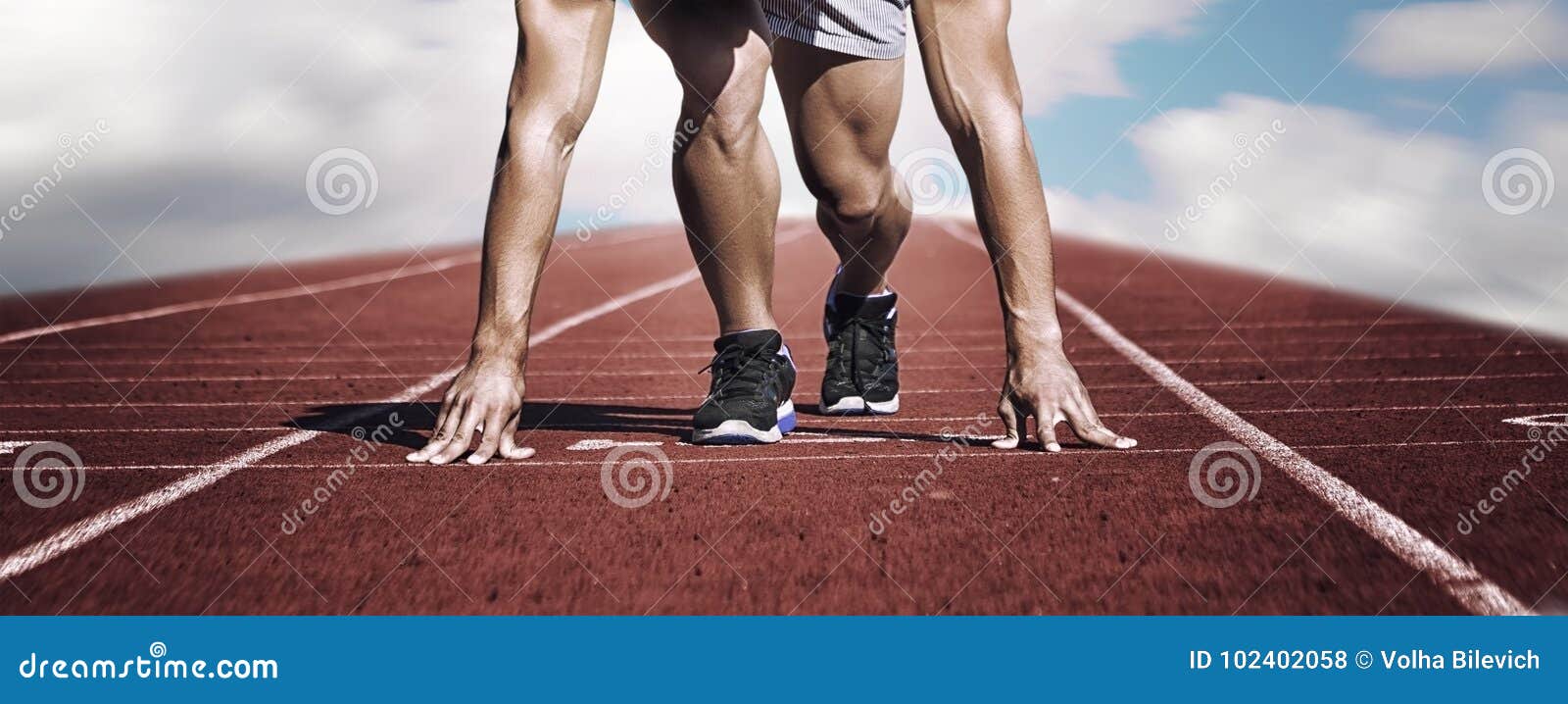 Sport. Unknown Young Runner on the Start Line Stock Photo - Image of ...