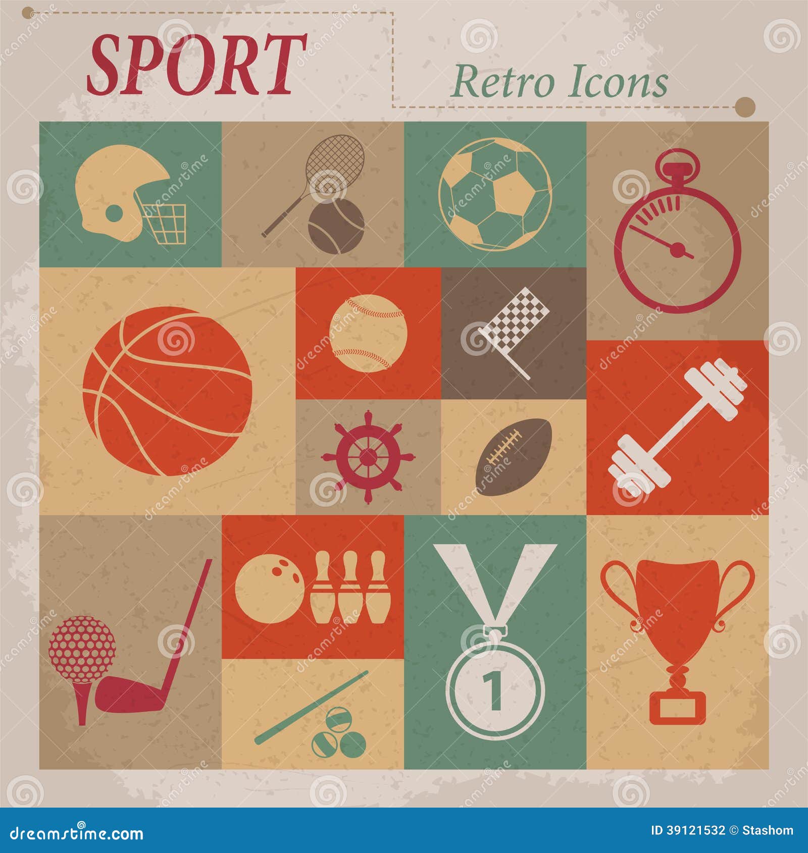 Sport Vector Flat Retro Icons Stock Vector - Illustration of fitness ...