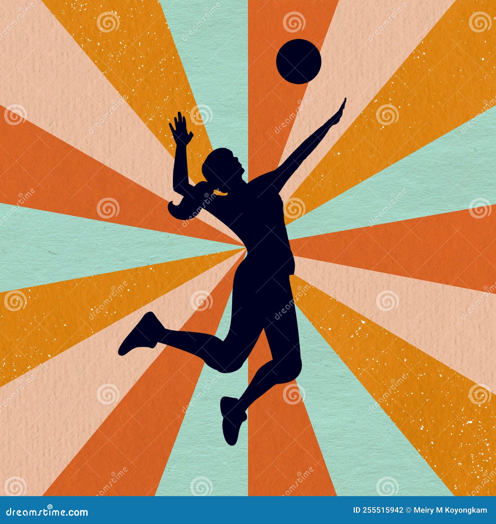 Retro Volleyball Illustration Design Suitable for Sports Content Stock ...