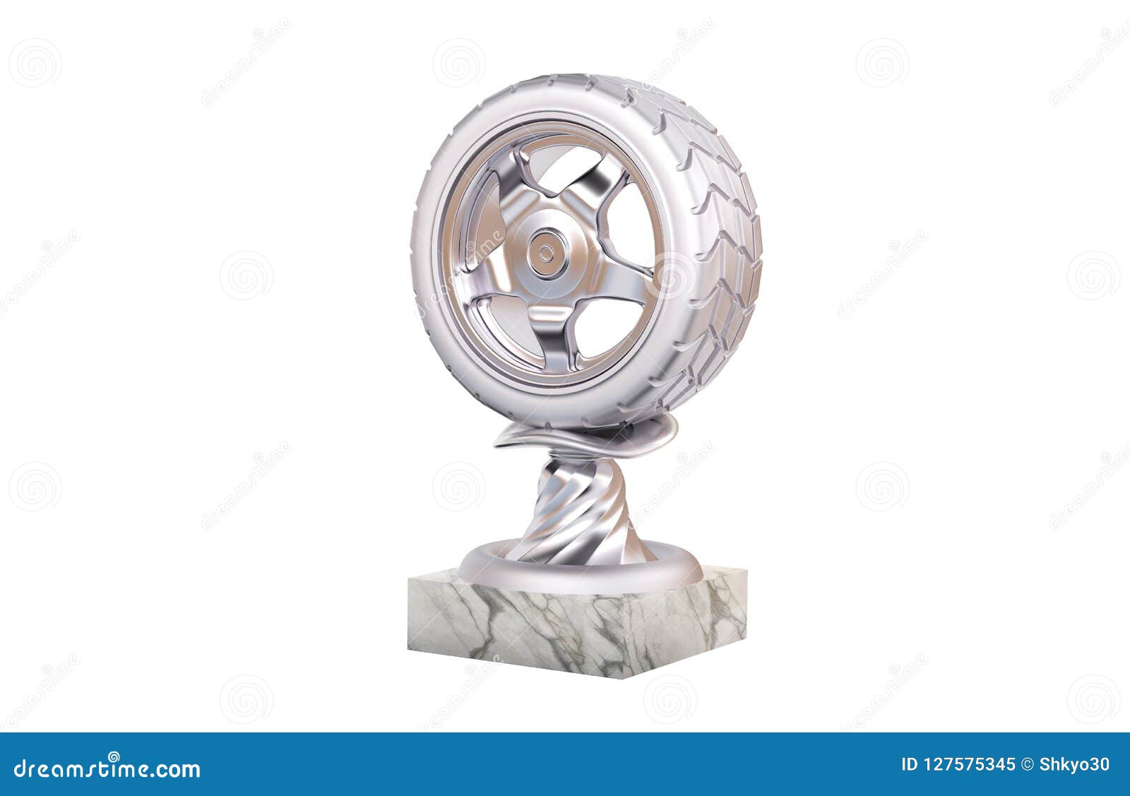 Sport Wheel Silver Trophy with Marble Base Stock Illustration ...