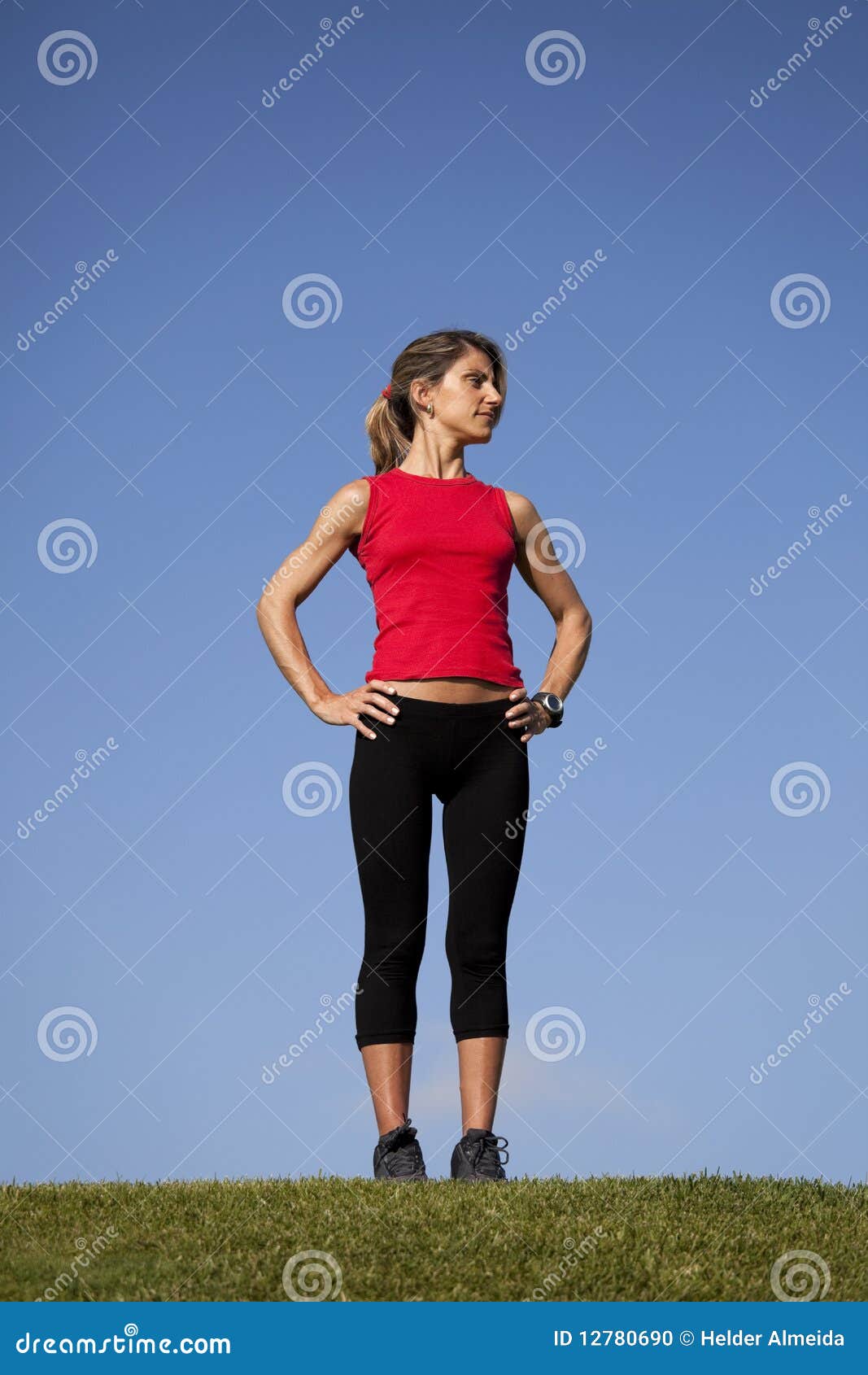 Sport woman at the field stock photo. Image of blue, beautiful - 12780690