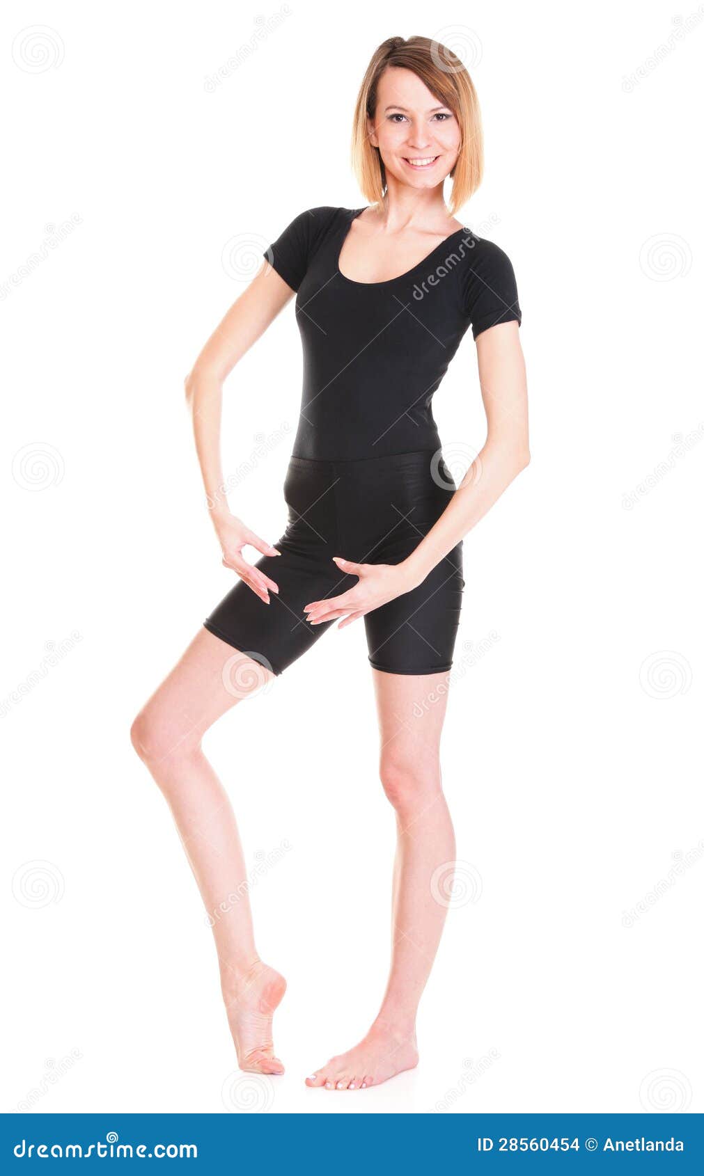 Sport Young Woman Doing Exercise Isolated on White Stock Photo - Image ...