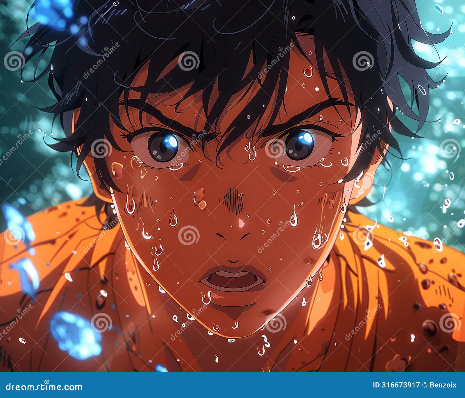 Sporting Anime Characters Competing with Superhuman Abilities Stock ...