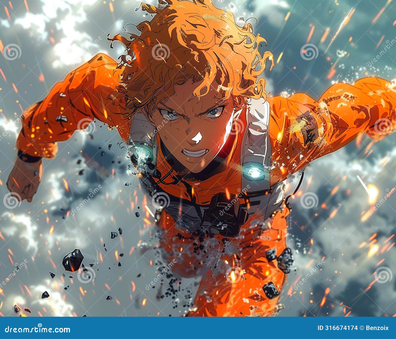 Sporting Anime Characters Competing with Superhuman Abilities Stock ...