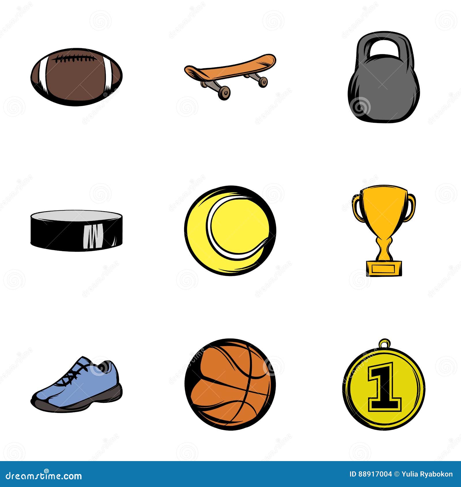 Sporting Equipment Icons Set, Cartoon Style Stock Vector - Illustration ...