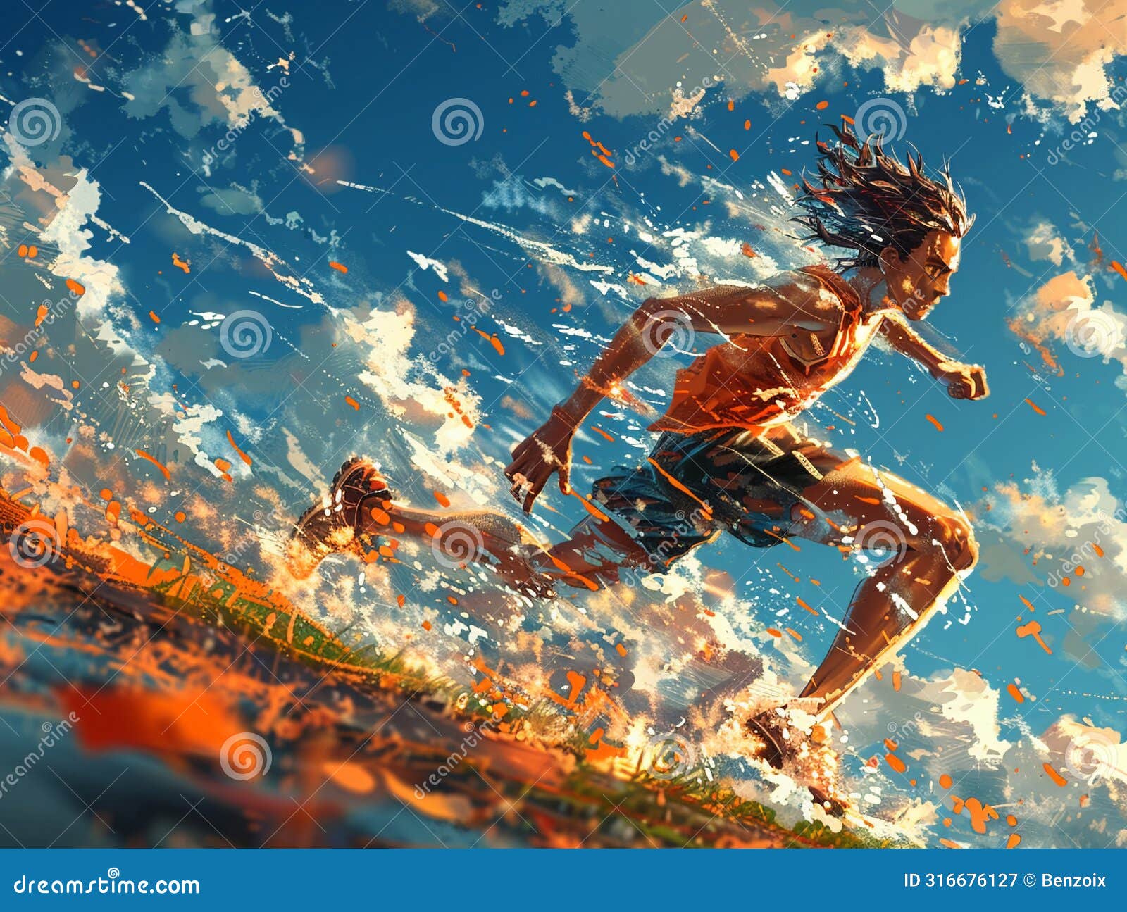 Sporting Event Featuring Anime Athletes Stock Image - Image of ...