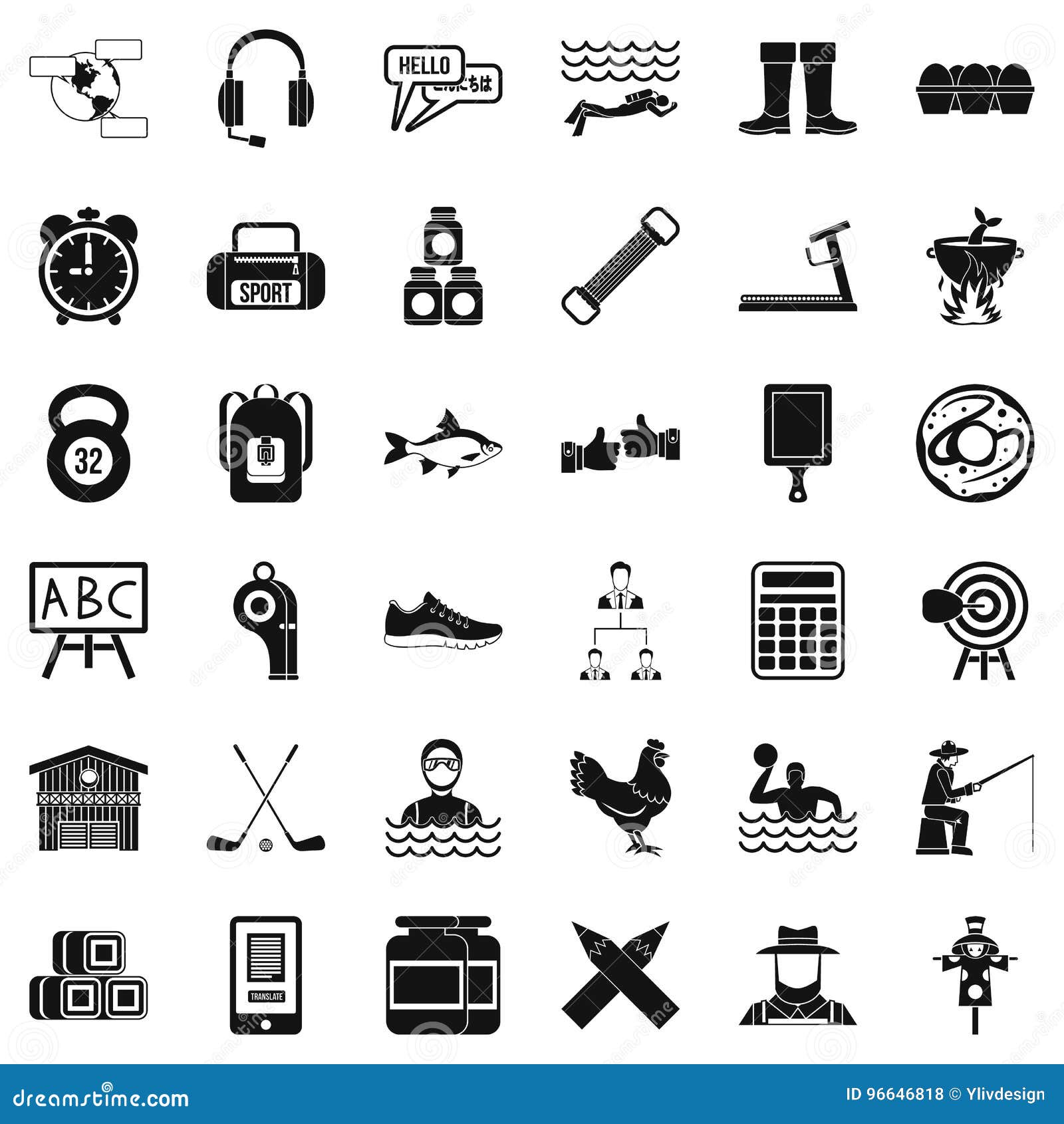 Sporting Icons Set, Simple Style Stock Vector - Illustration of fishing ...