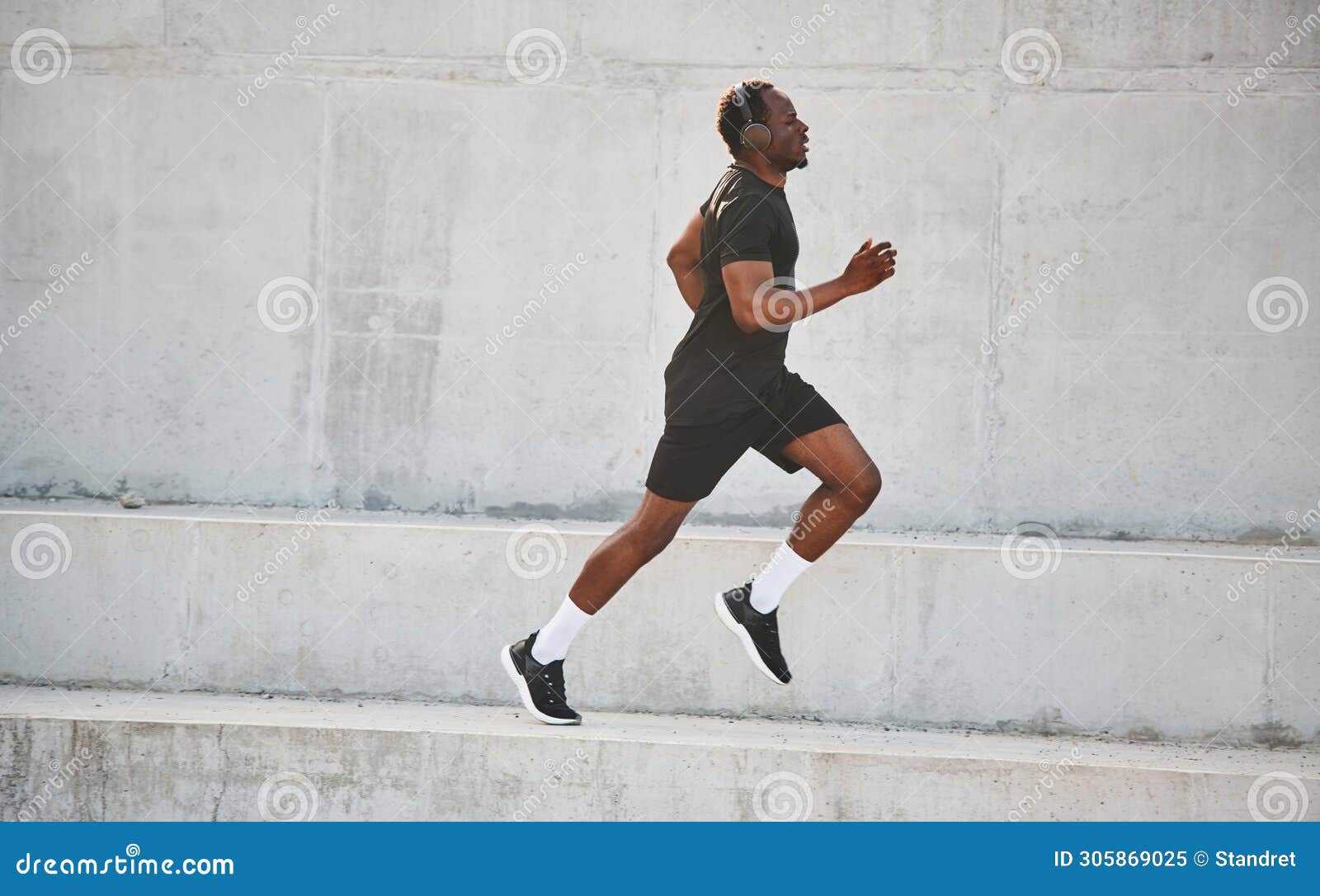 Sportive Black Man is Running, Morning Routine Stock Image - Image of ...
