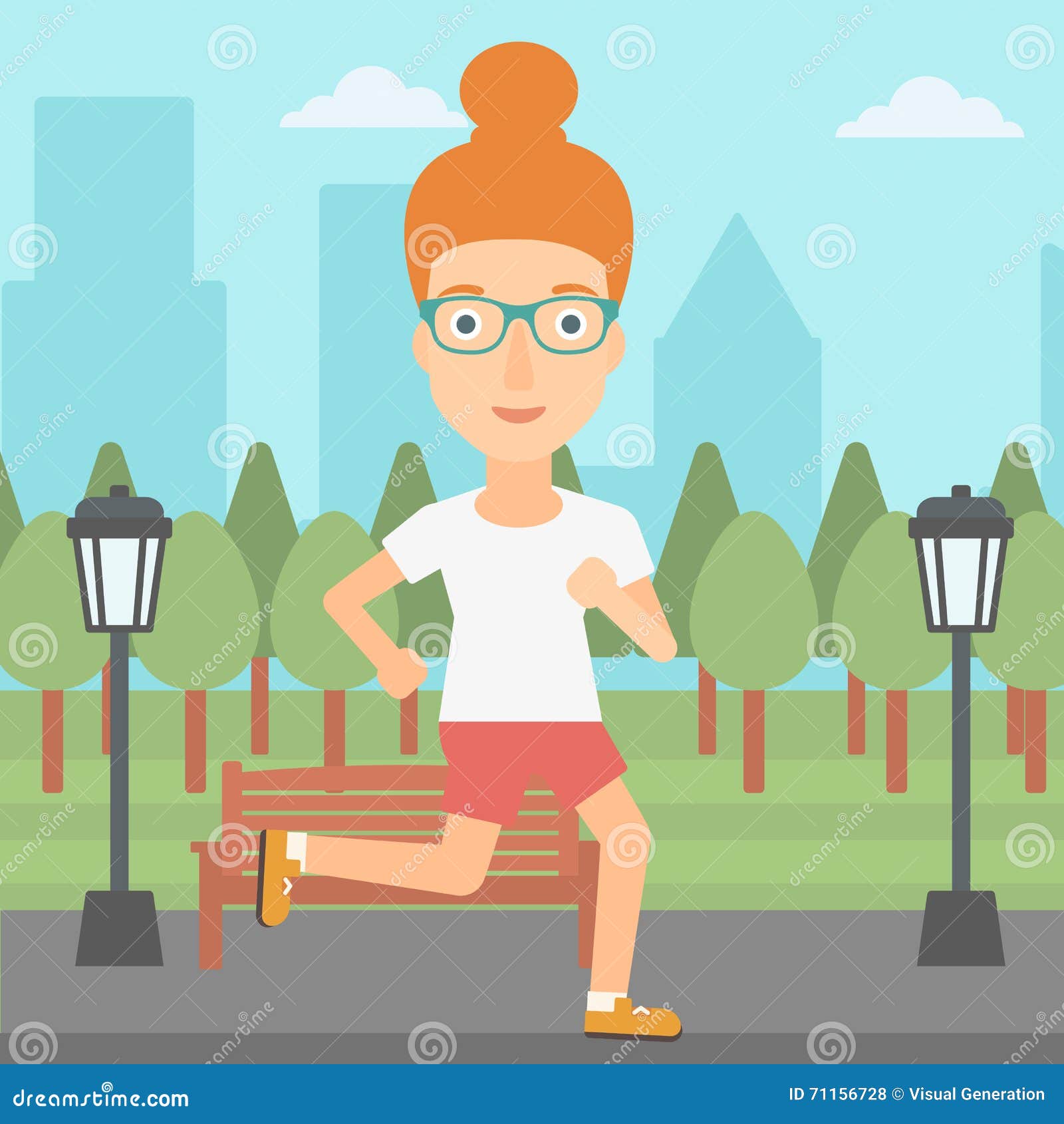 Sportive woman jogging. stock vector. Illustration of motion - 71156728