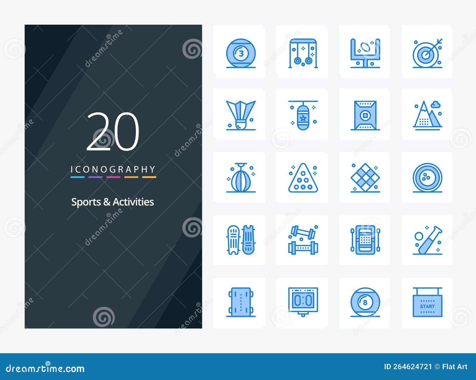20 Sports Activities Blue Color Icon for Presentation Stock Vector ...
