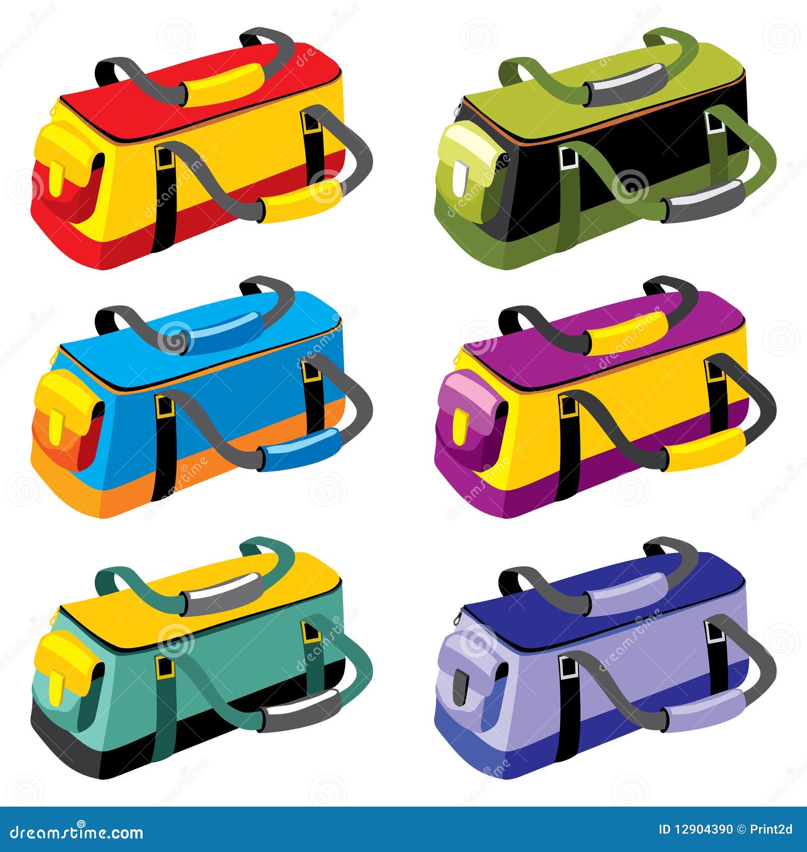 Sports bags stock vector. Illustration of editable, purple - 12904390