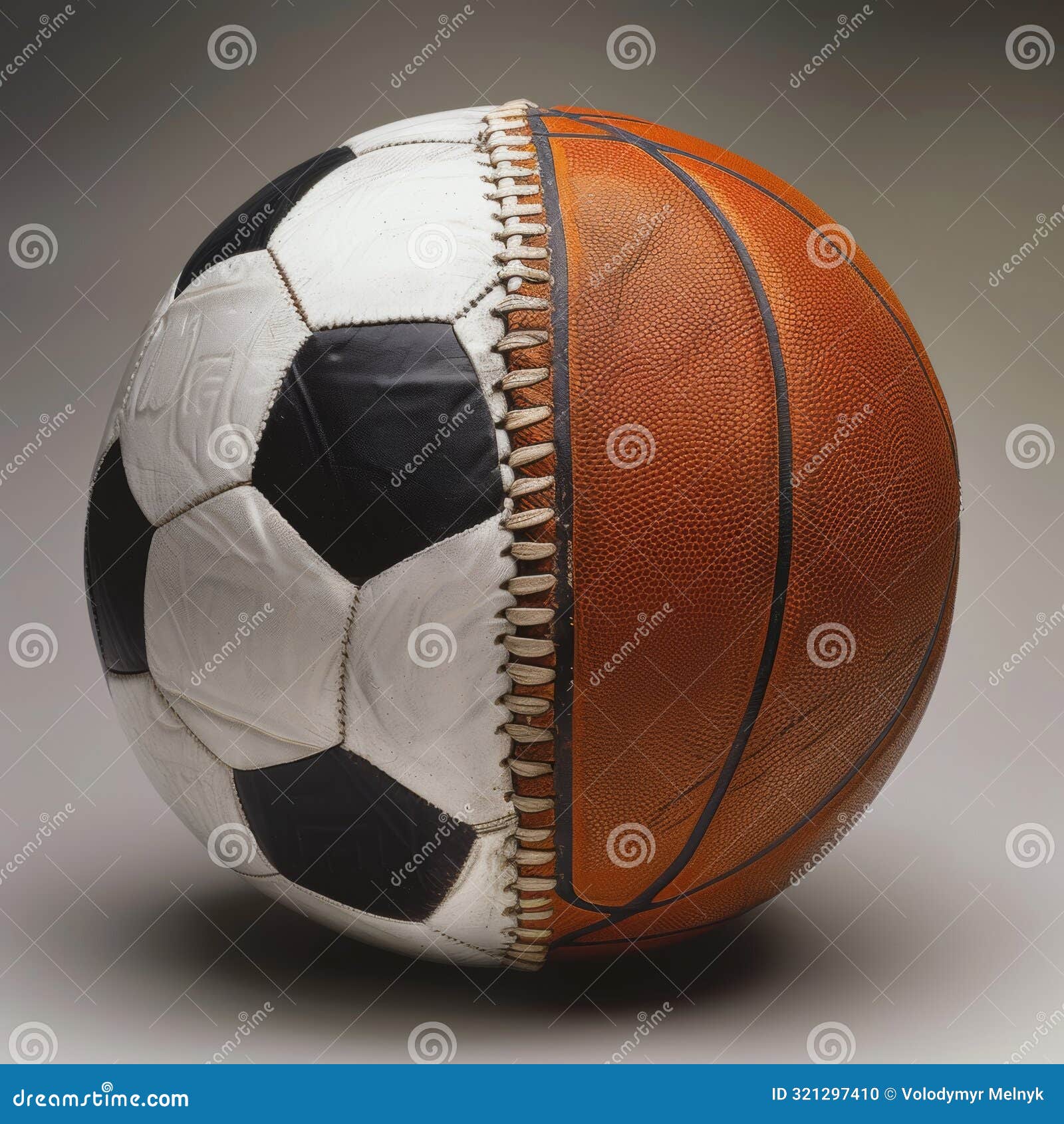 Sports Ball, Divided into Two Halves One Traditional Soccer Ball and ... Sports Ball, Divided into Two Halves One Traditional Soccer Ball and ...