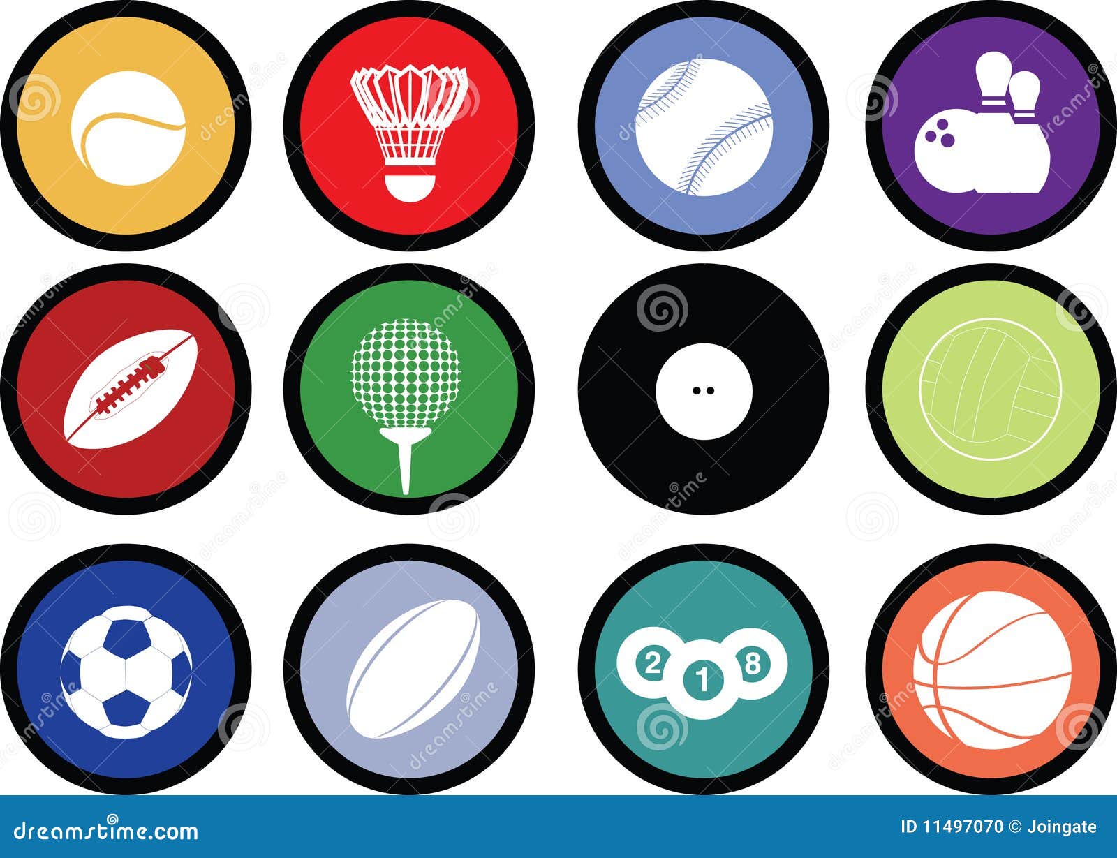 Sports balls button set stock vector. Illustration of olympic - 11497070