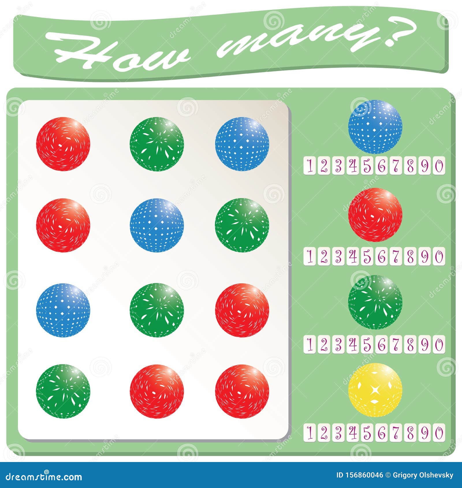 Sports Balls. Logical Task. Count and Mark the Number of Objects Stock ...