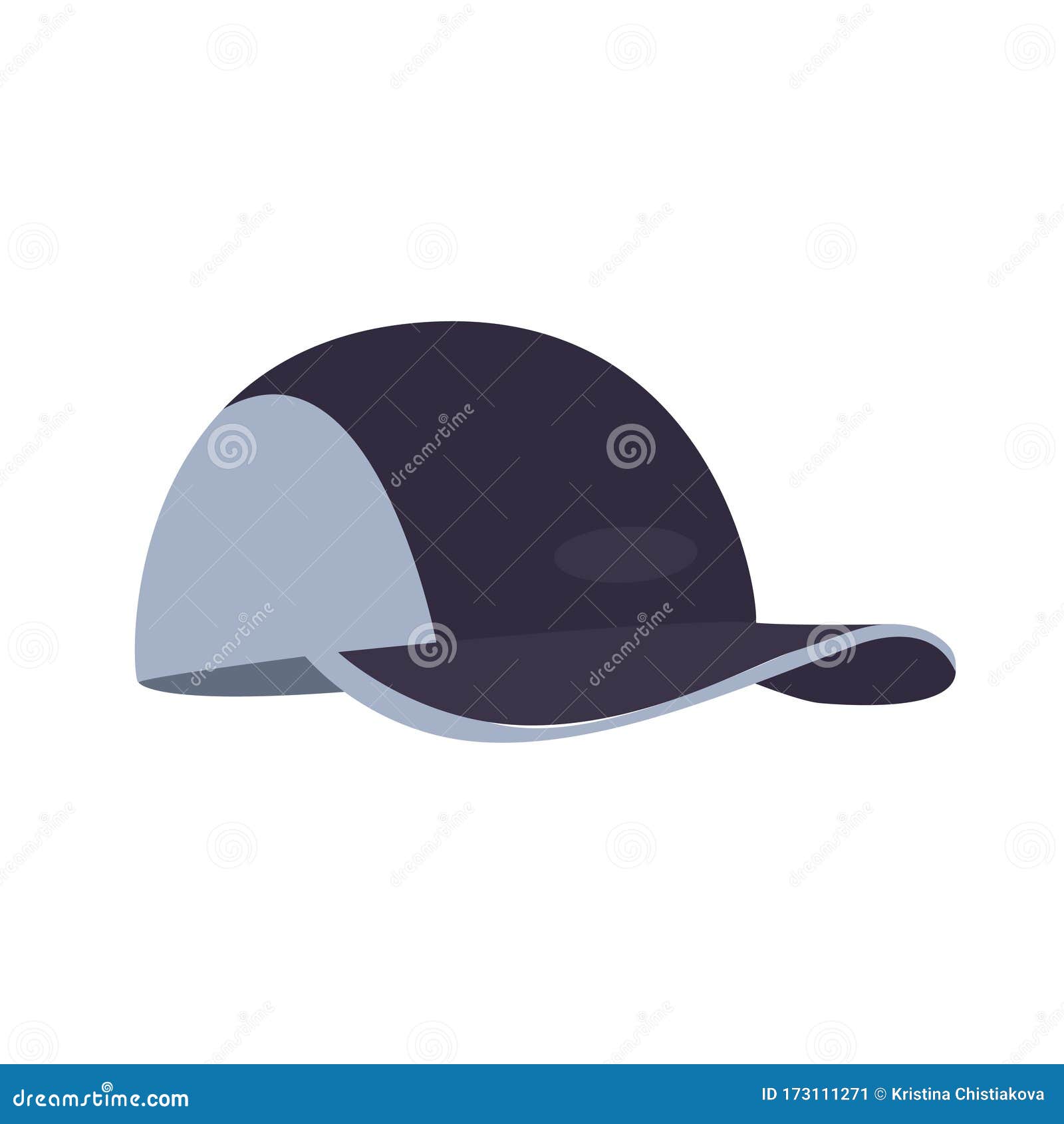 Sports Baseball Cap, Front Side View, Flat Vector Illustration Stock ...