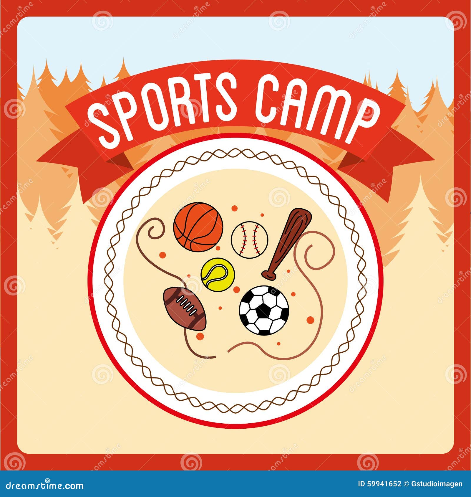 Sports camp stock vector. Illustration of camp, icons - 59941652
