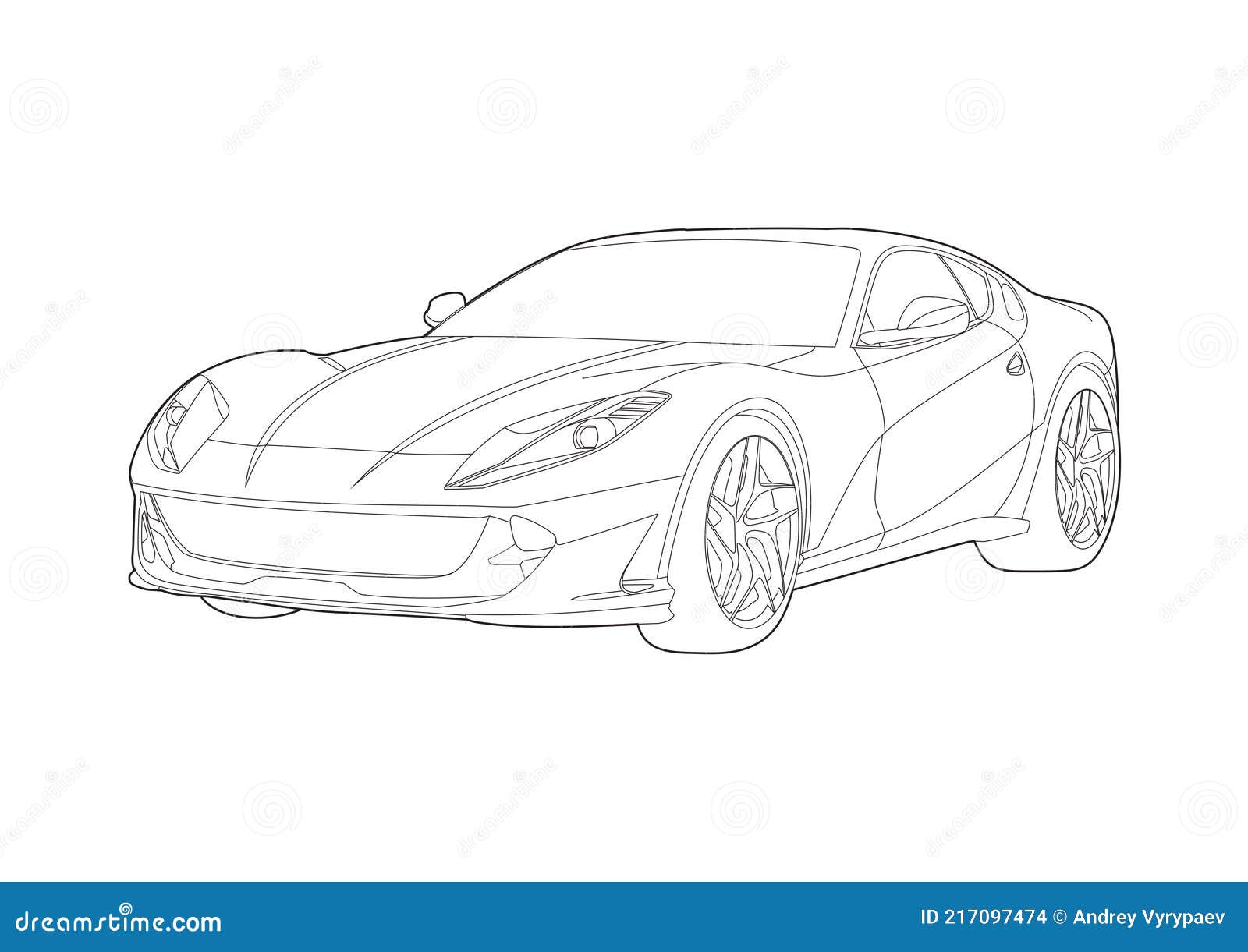 Ferrari 812 Superfast Model Sportcar, Silhouette Outlined With Colors ...