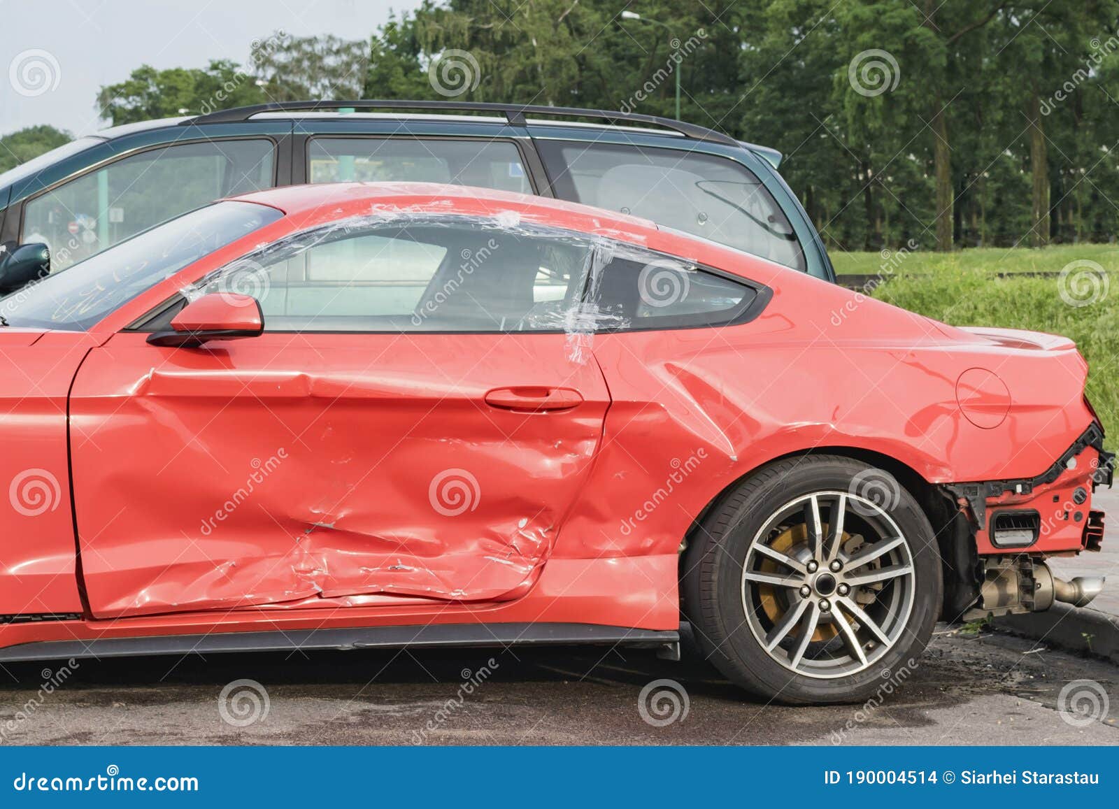 Sports Car after an Accident, Broken Left Side Stock Photo - Image of ...