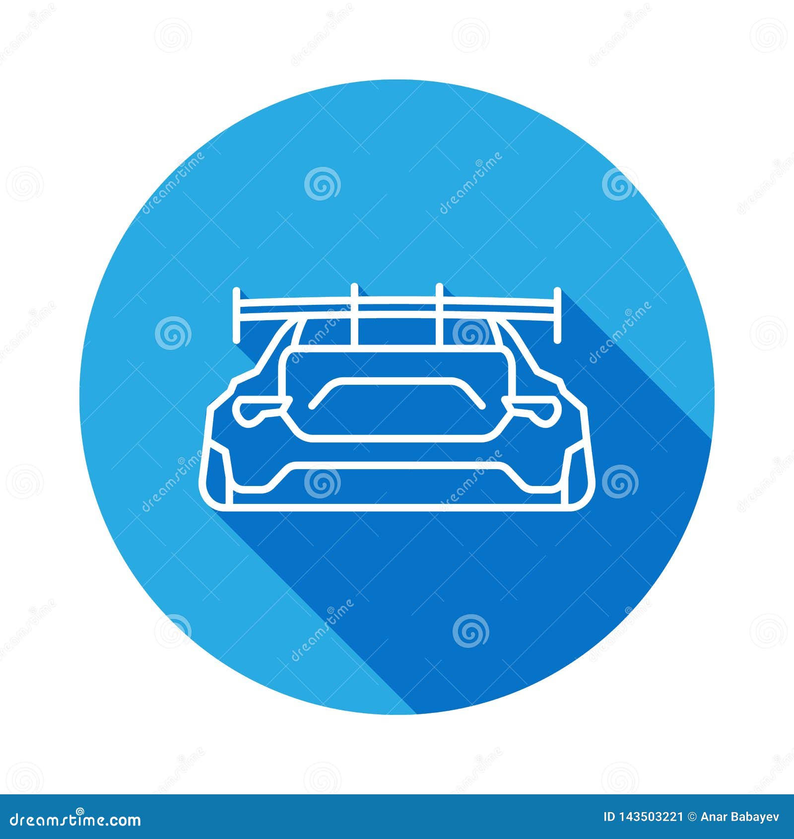 Sports Car Back Icon with Long Shadow. Element of Racing for Mobile ...