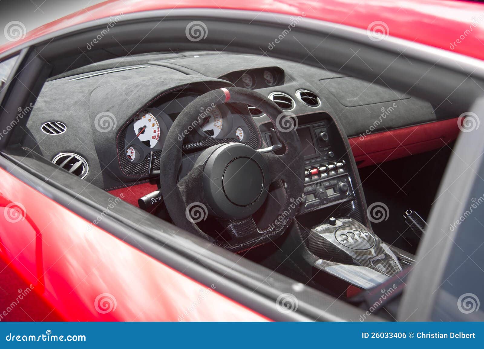 Sports Car Interior in Swede Leather Stock Photo - Image of shift ...