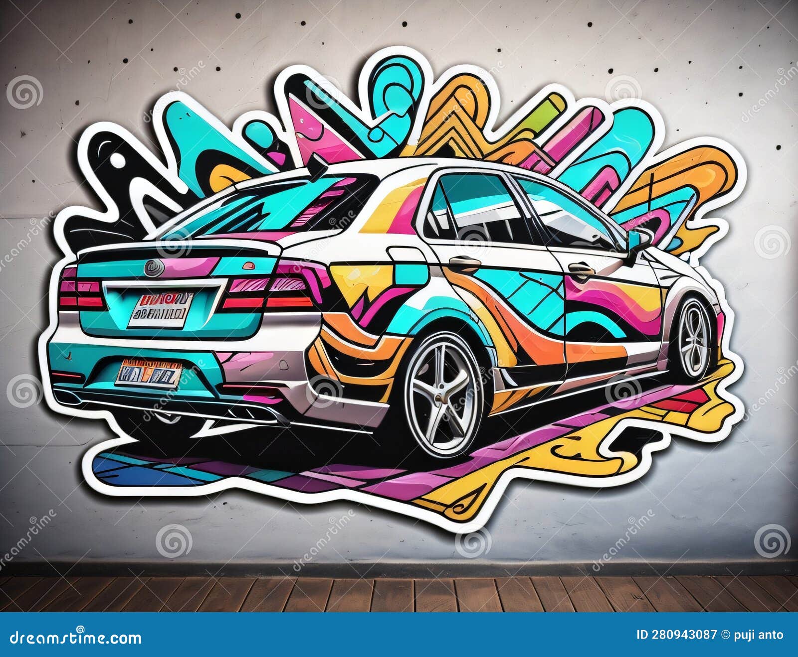 Sports Car Modifications With Colorful Paint Variations, Car Graffiti ...