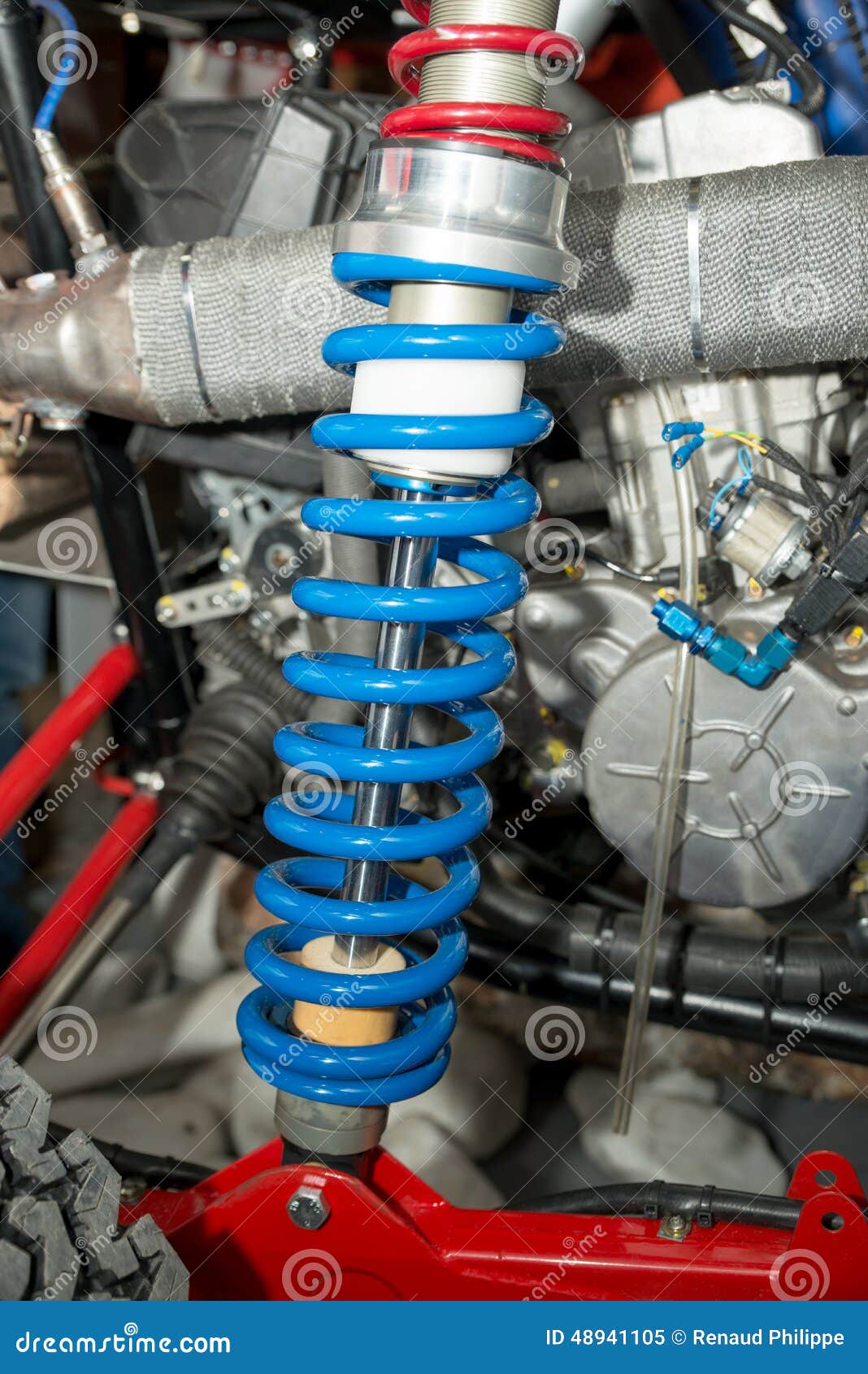 Sports car shock absorber stock image. Image of machinery - 48941105