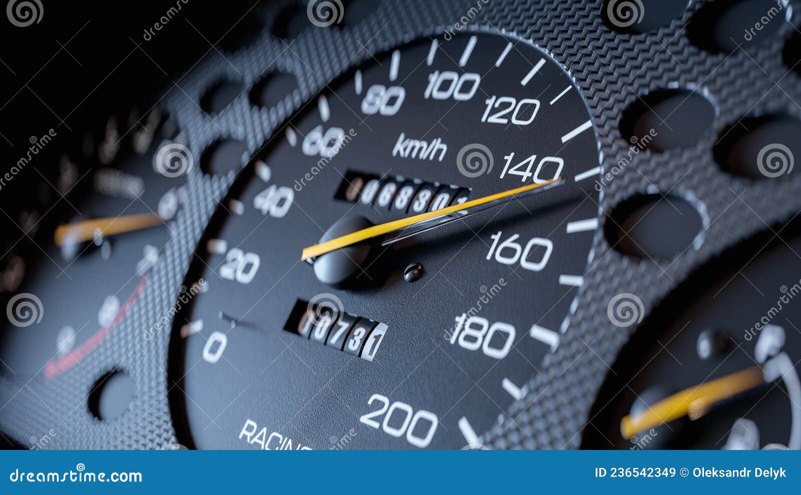 Sports Car Speedometer Close Up 3D Stock Illustration - Illustration of ...
