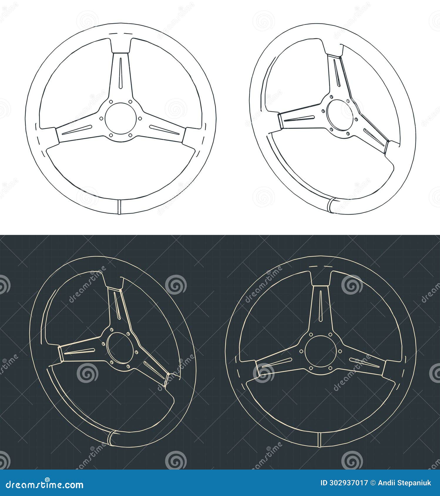Sports Car Steering Wheel Drawings Stock Vector - Illustration of ...