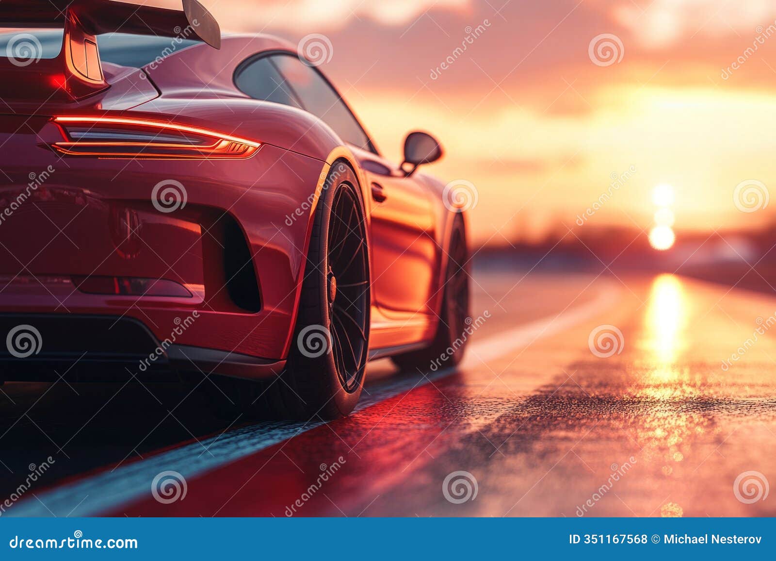 Sports Car on the Track in the Rays of Sunset Stock Photo - Image of ...