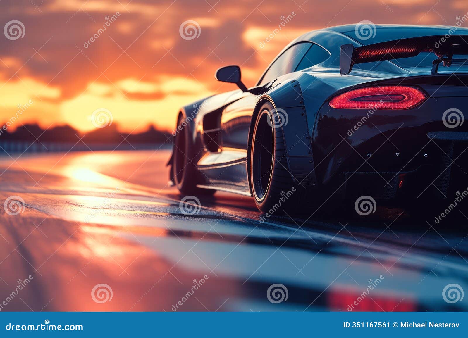 Sports Car on the Track at Sunset Stock Image - Image of auto, sports ...
