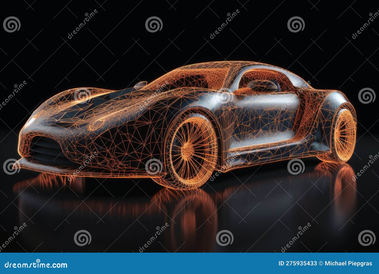 A Sports Car that Transitions into a Wireframe Model Created with ...