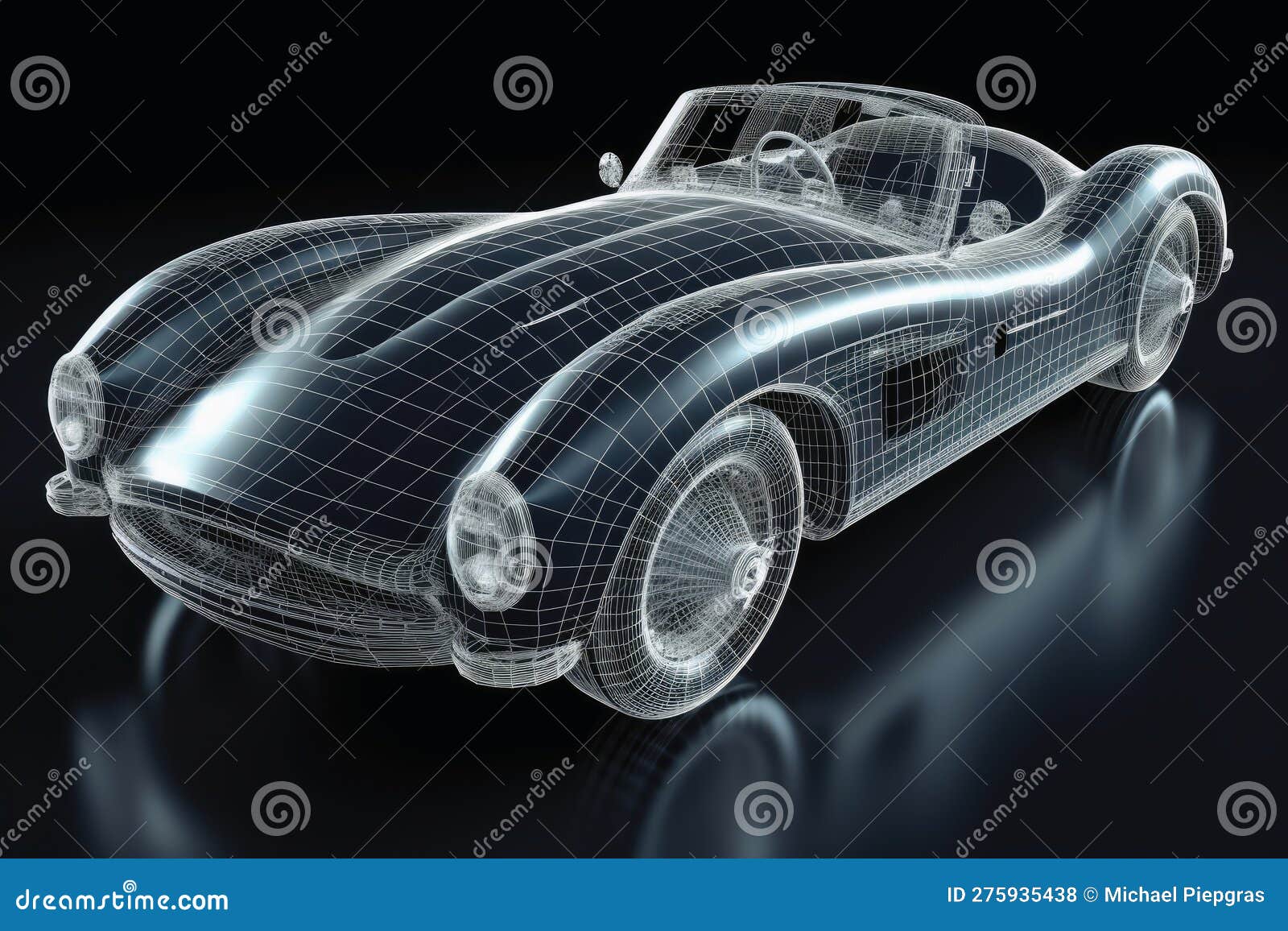 A Sports Car that Transitions into a Wireframe Model Created with ...