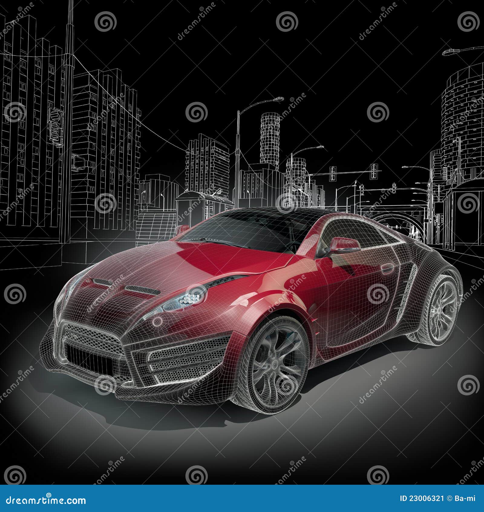 Sports car wireframe stock illustration. Illustration of blueprint ...