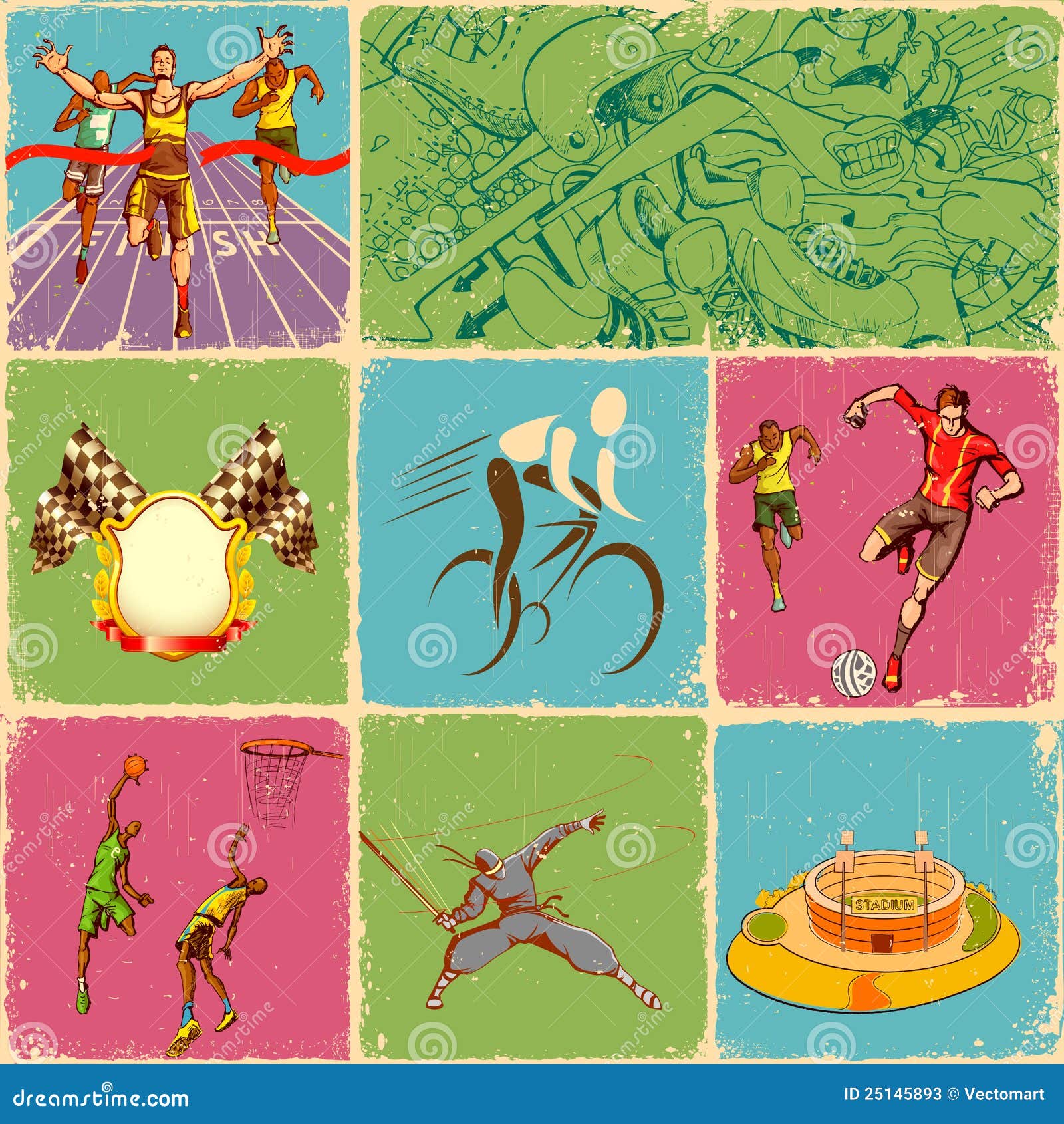 Sports Collage stock vector. Illustration of ball, formula - 25145893