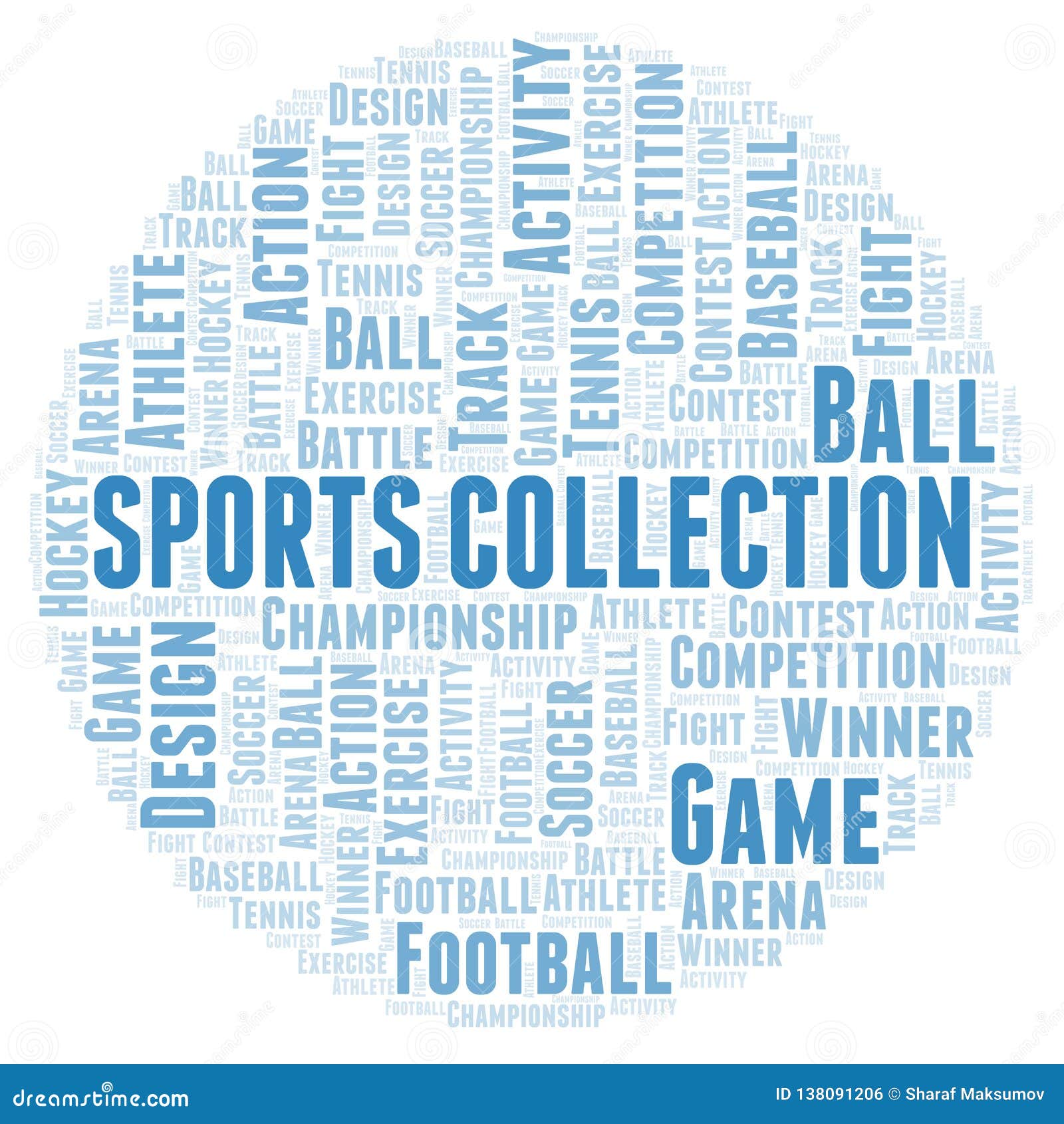 Sports Collection Word Cloud Stock Illustration - Illustration of ...
