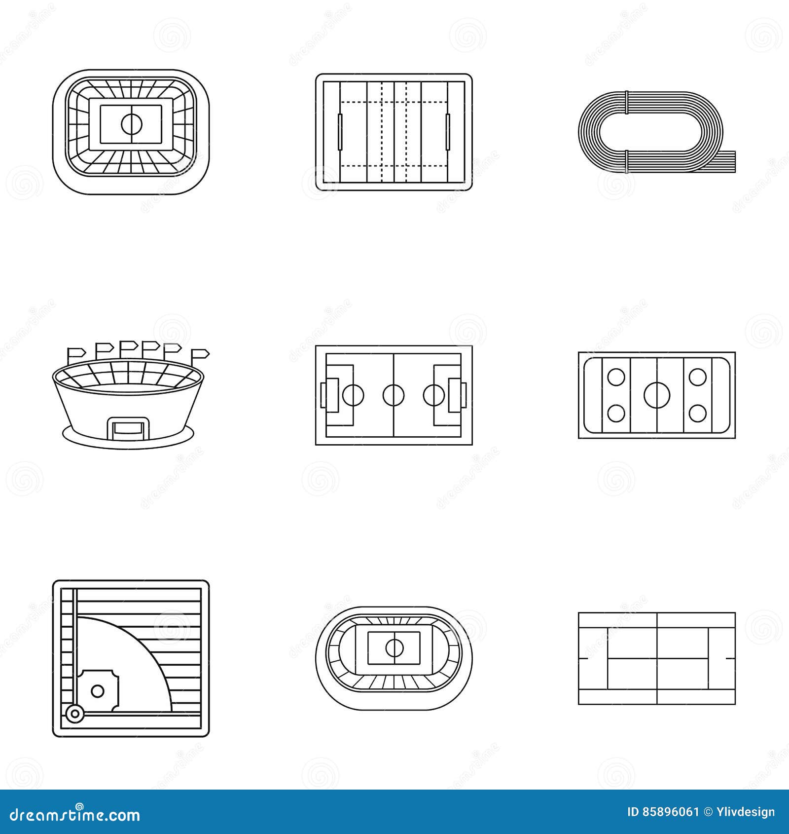 Sports Complex Icons Set, Outline Style Stock Vector - Illustration of ...