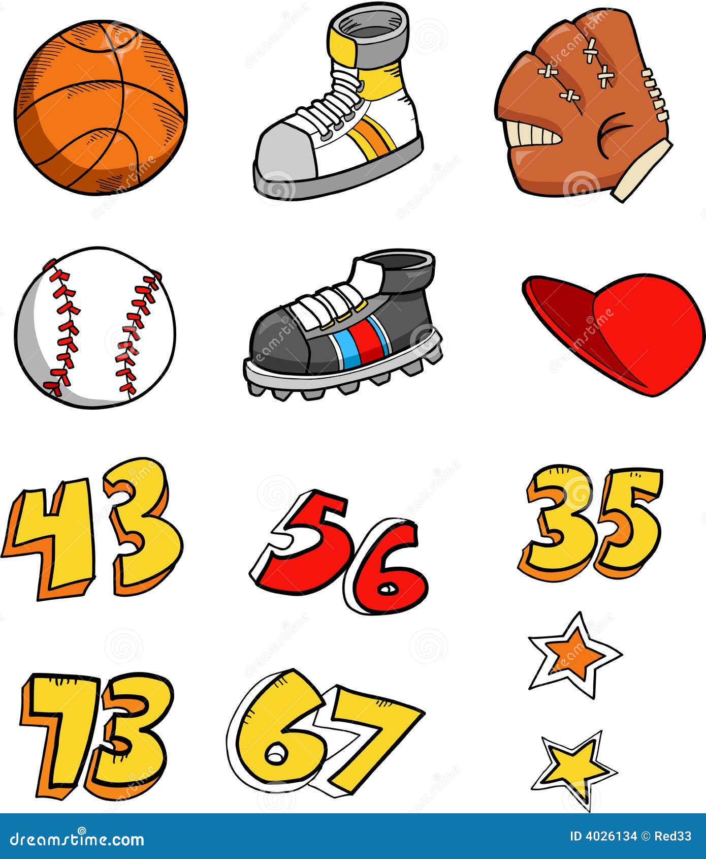 Sports Element Set stock vector. Illustration of glove - 4026134
