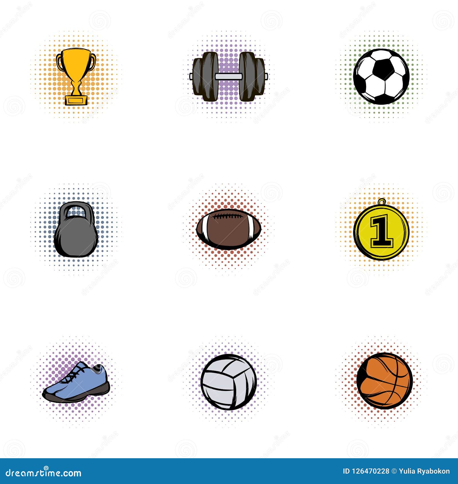 Sports Equipment Icons Set, Pop-art Style Stock Illustration ... Sports Equipment Icons Set, Pop-art Style Stock Illustration ...