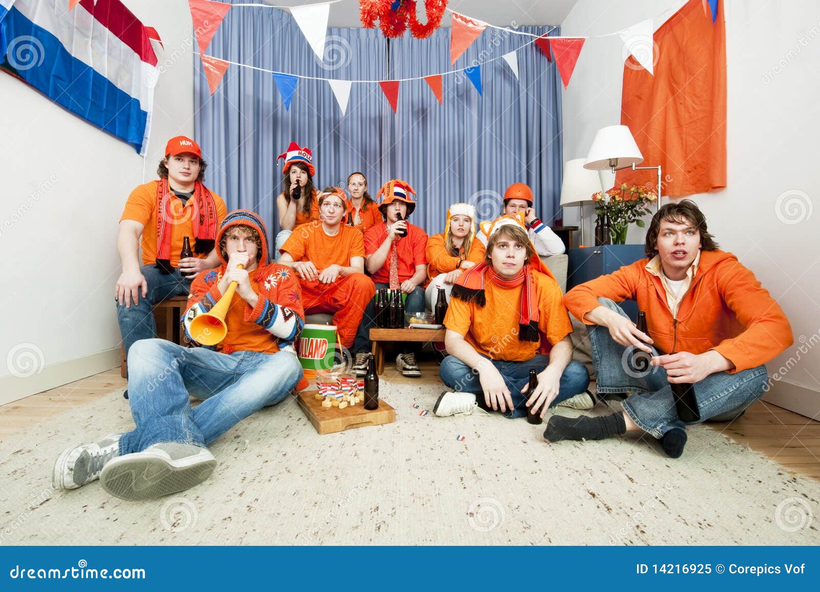 Sports fans at home stock image. Image of friends, supporters - 14216925