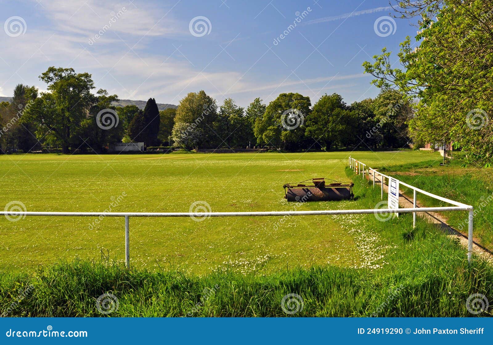 Sports field with roller stock photo. Image of blue, field - 24919290