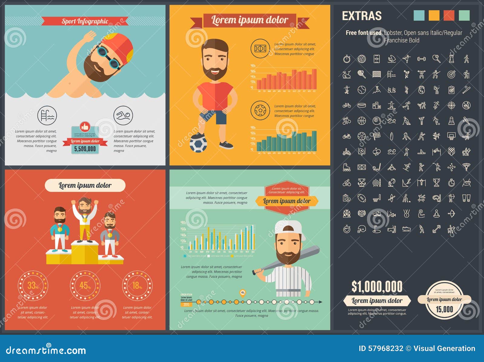 Sports Flat Design Infographic Template Stock Vector - Illustration of ...
