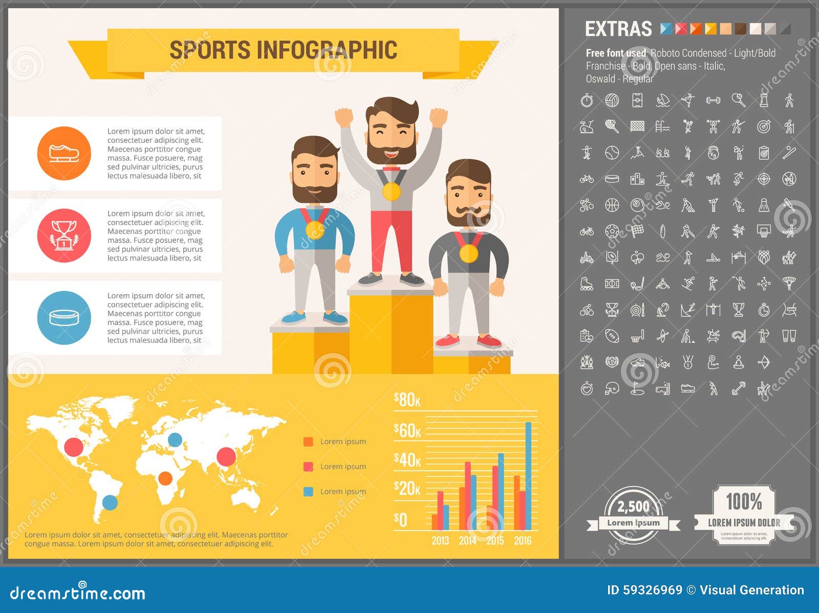 Sports Flat Design Infographic Template Stock Vector - Illustration of ...