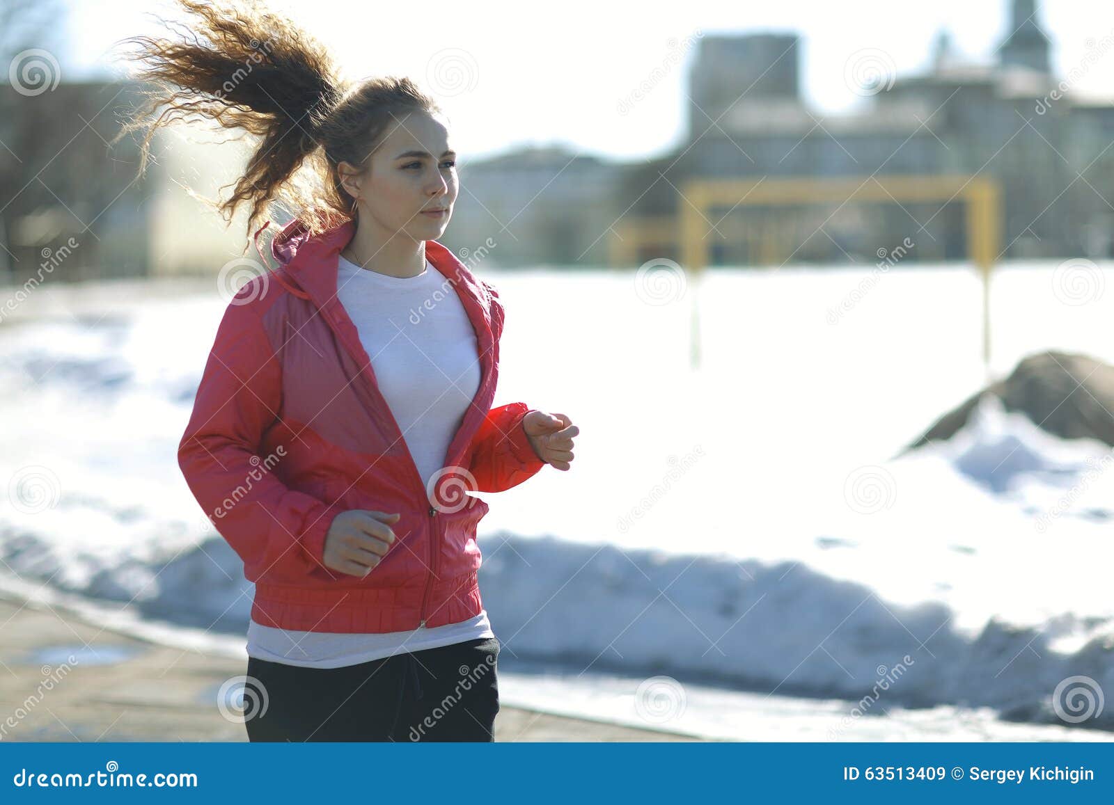 Sports Girl Running at Stadium Stock Image - Image of activity ...