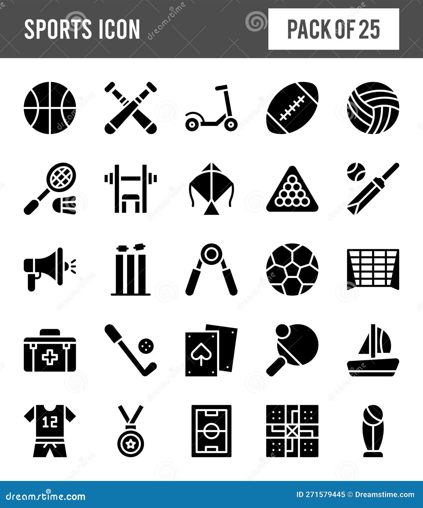 25 Sports Glyph Icon Pack. Vector Illustration Stock Vector ...