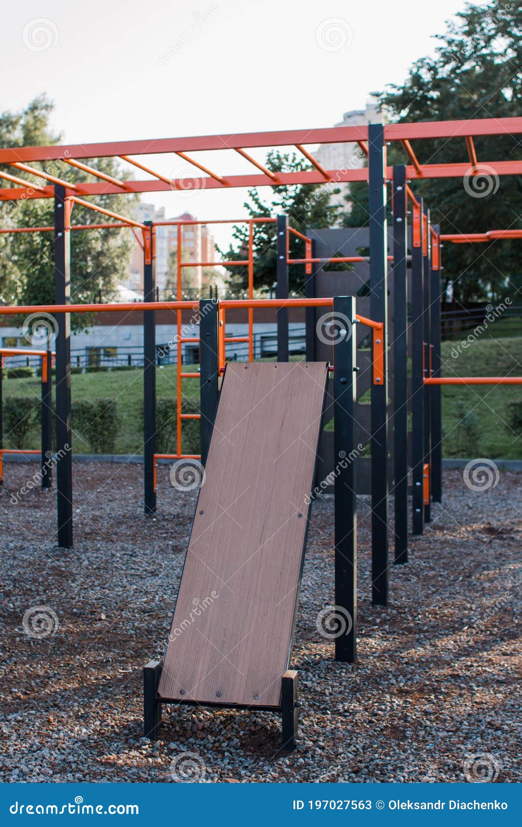 Sports Ground with Exercise Equipment in the Park Stock Image - Image ...