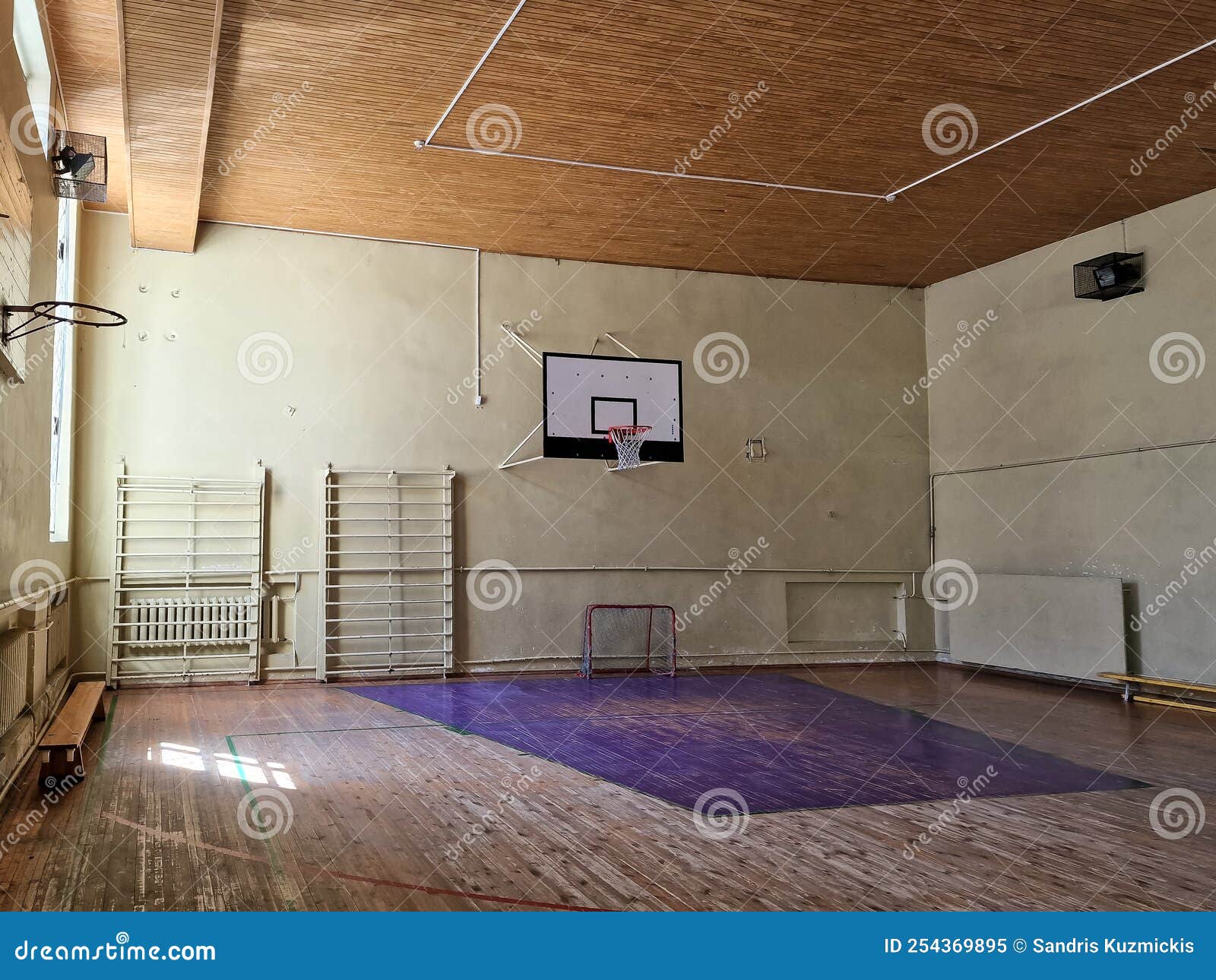 Sports Hall with Basketball Hoops Stock Image - Image of white ...