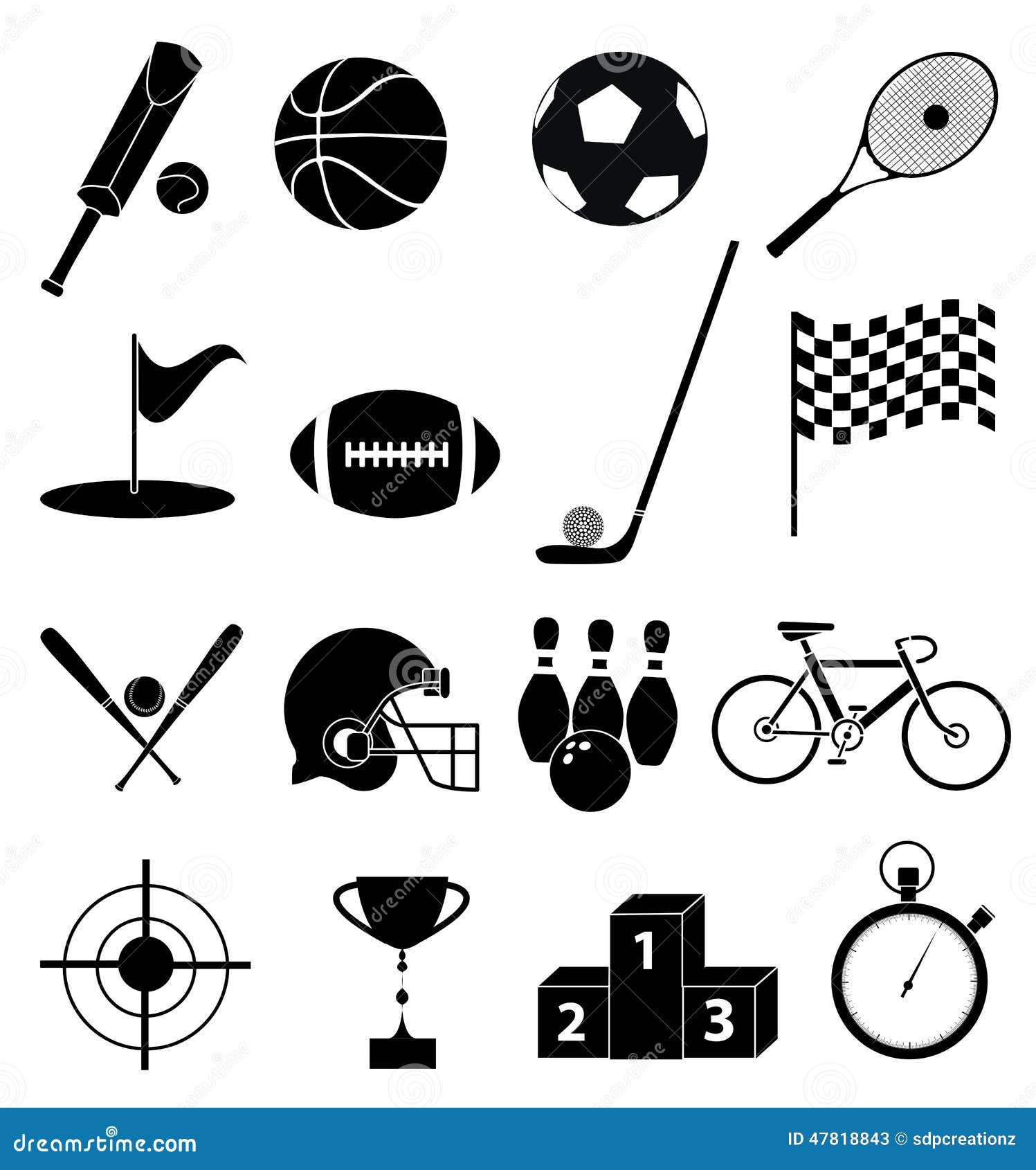 New Sports Icons And Sports Symbols, The Flag Cartoon Vector ...